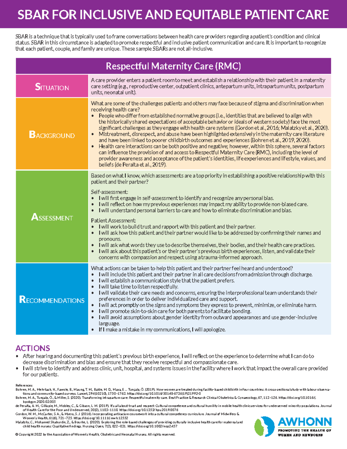 Respectful Maternity Care - SBAR is a technique that is typically used ...