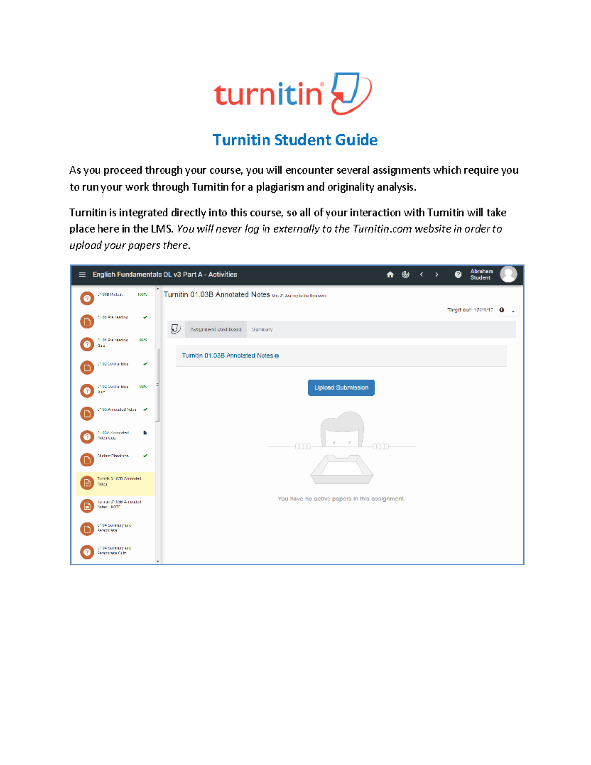 Turn It In Student Guide - Turnitin Student Guide As you proceed ...