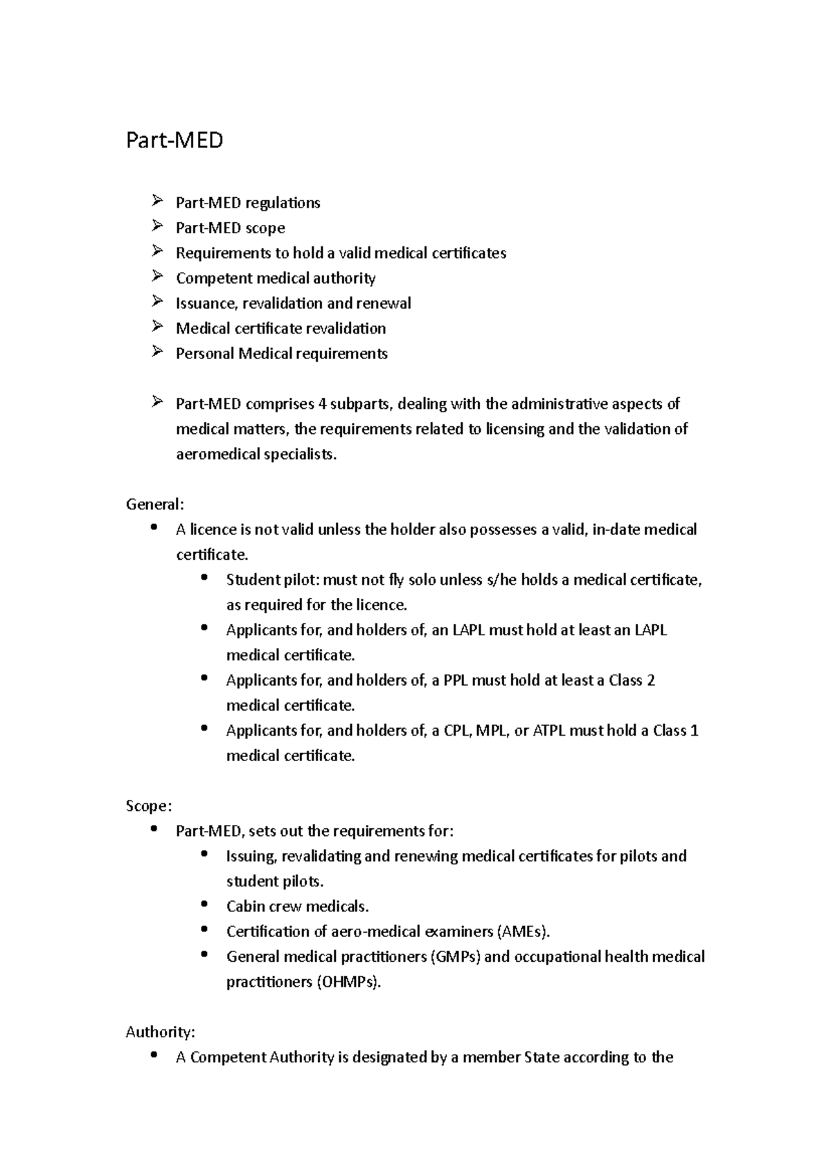 Part - notes for the subject - Part-MED Part-MED regulations Part-MED ...