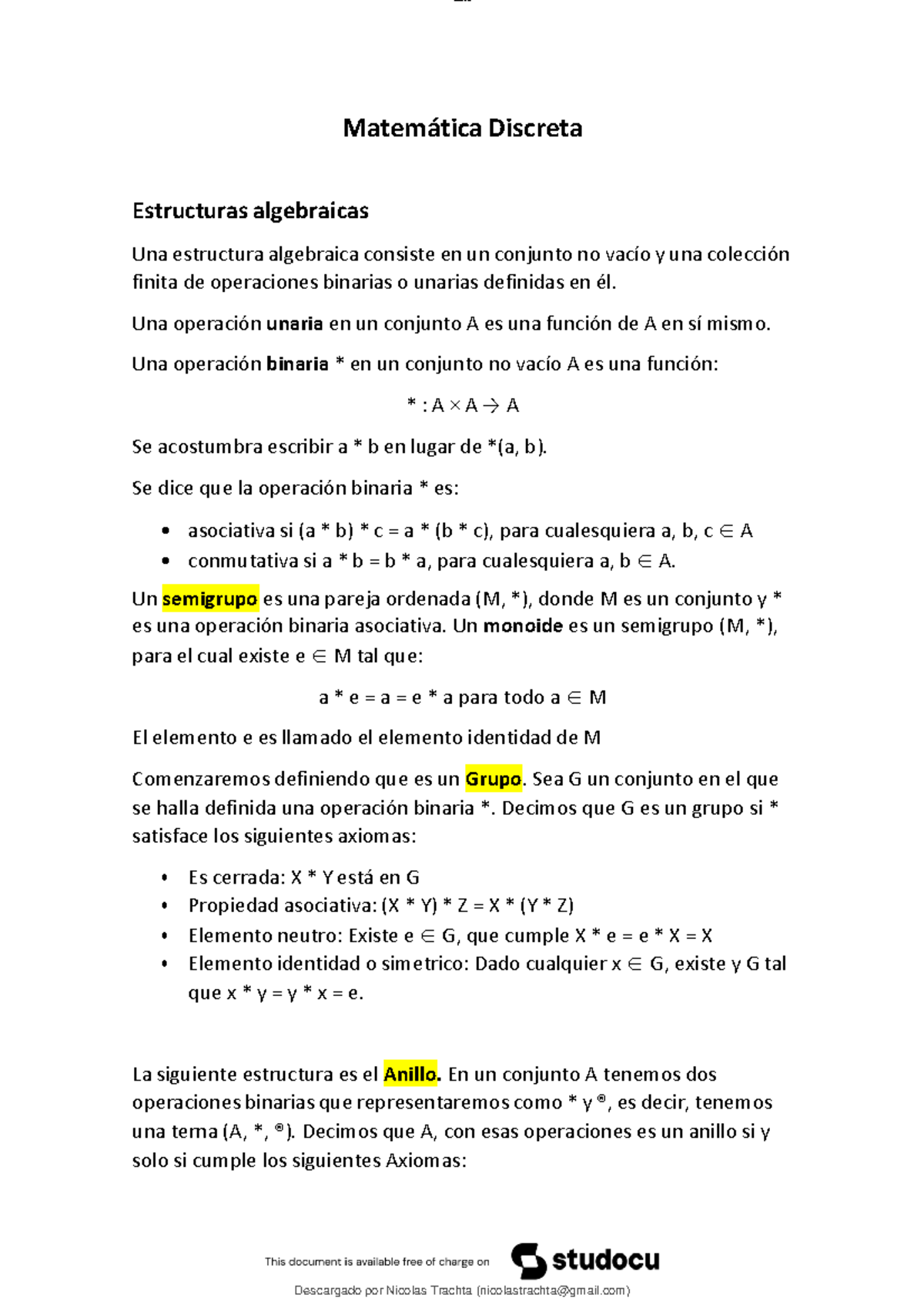 Resumen mate discreta m3y4 - Matemática Discreta Estructuras ...
