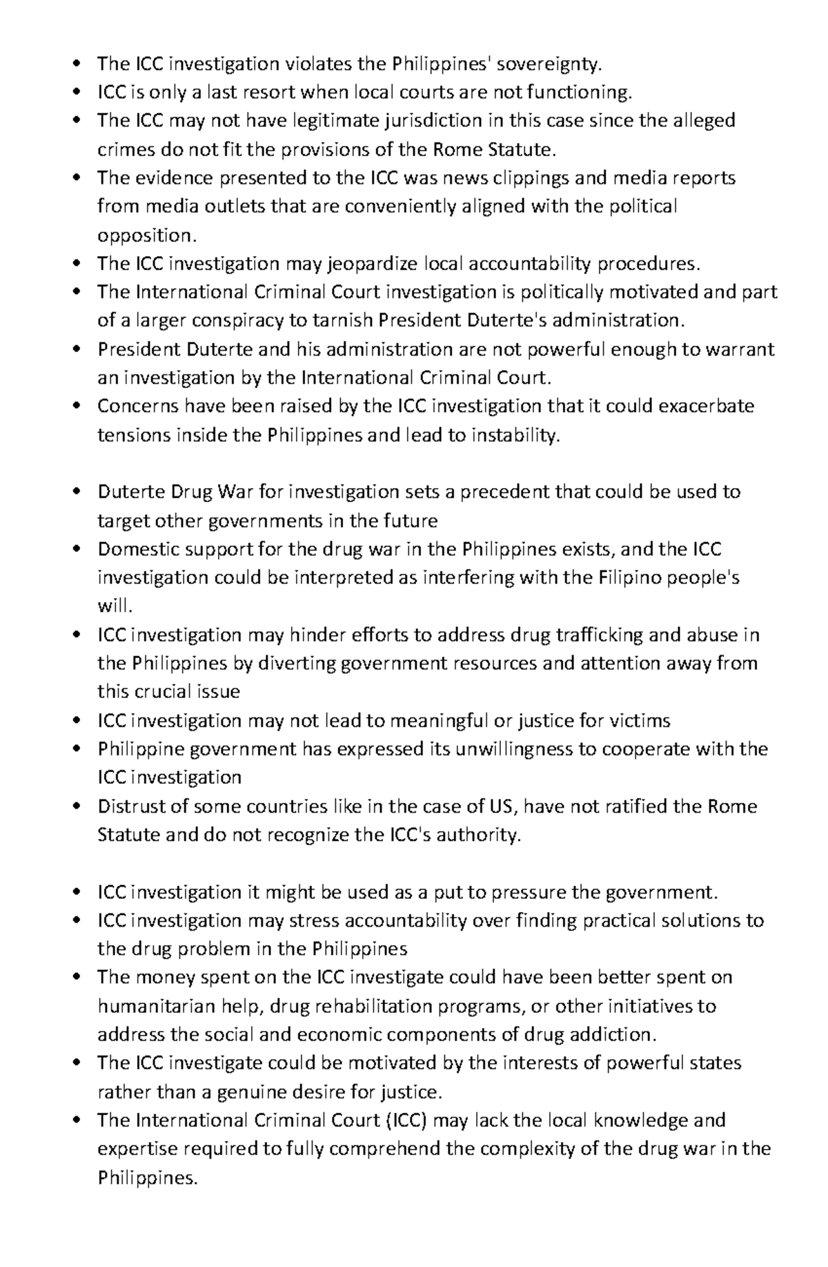 The ICC investigation violates the Philippines - ICC is only a last ...