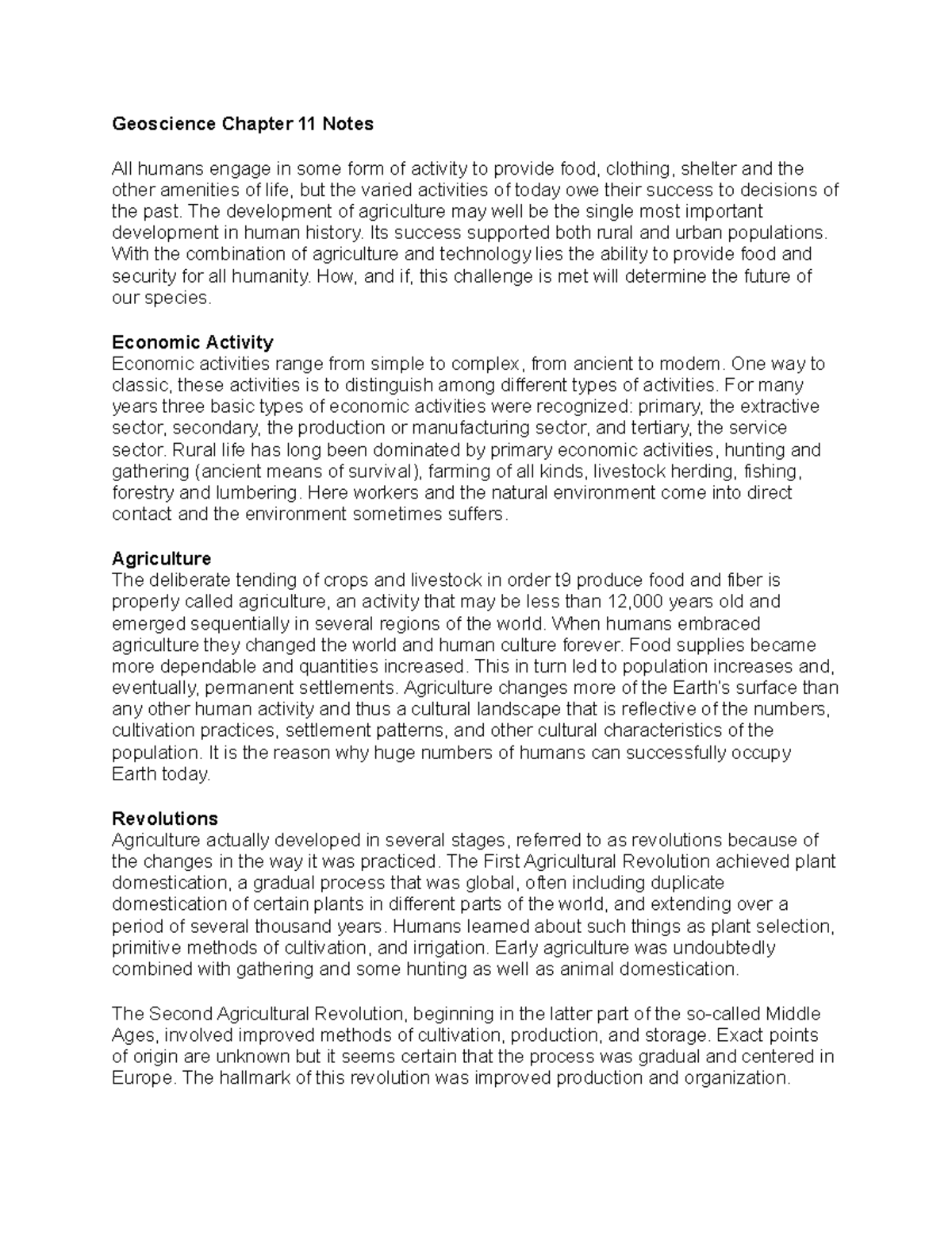 Geoscience Chapter 11 Notes - Geoscience Chapter 11 Notes All humans ...