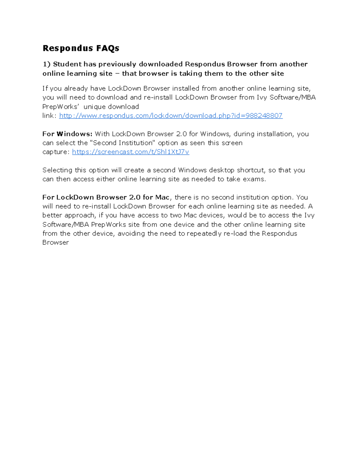 Respondus FAQs for students - Respondus FAQs 1) Student has previously ...