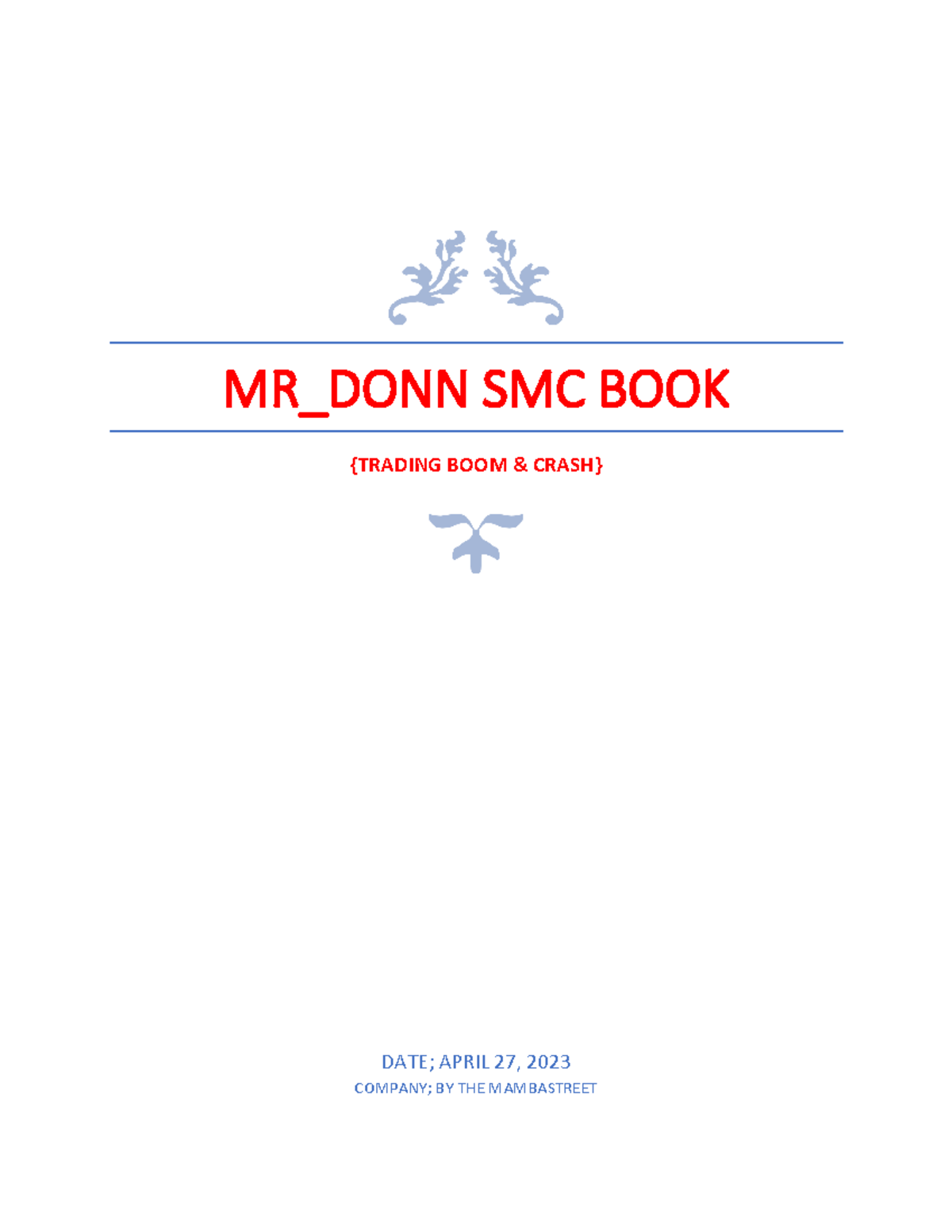 MR DONN SMC BOOK - MR_DONN SMC BOOK {TRADING BOOM & CRASH} DATE; APRIL ...
