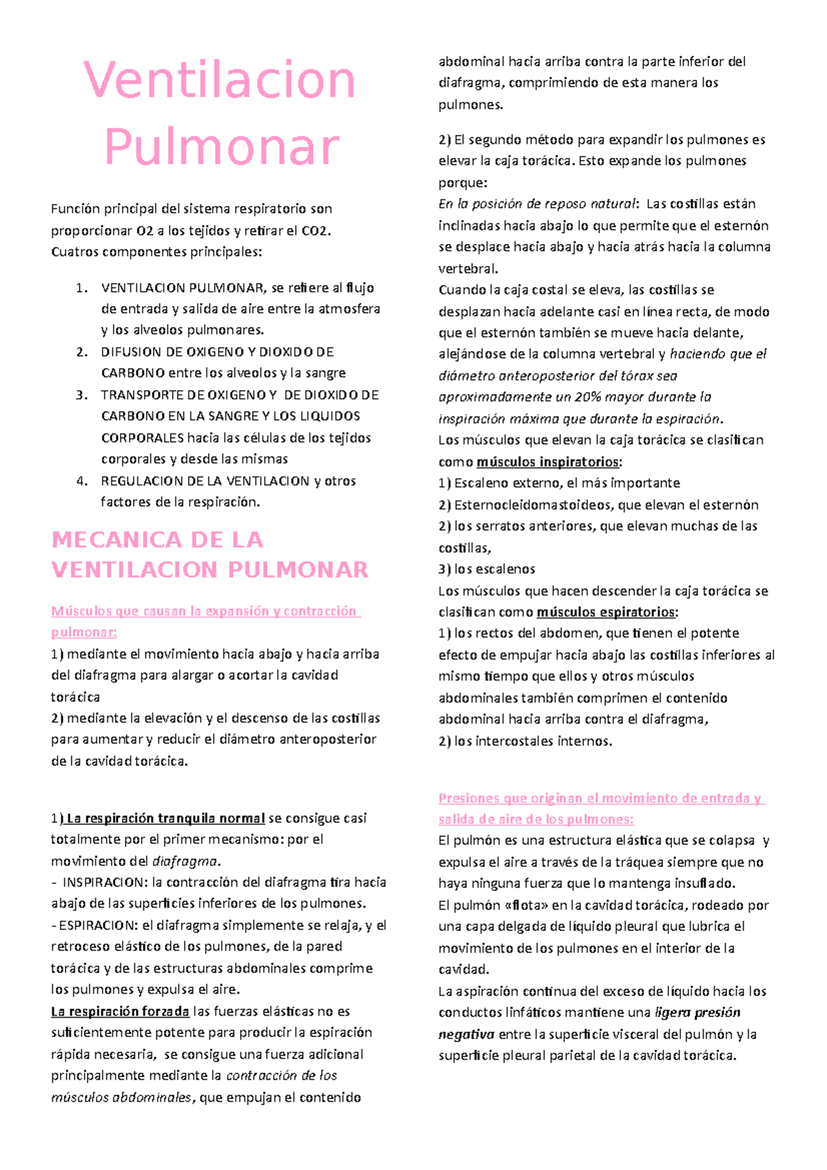 Ventilación Pulmonar - Cap 38 guyton ed13 - Ventilacion Pulmonar Función principal del sistema ...