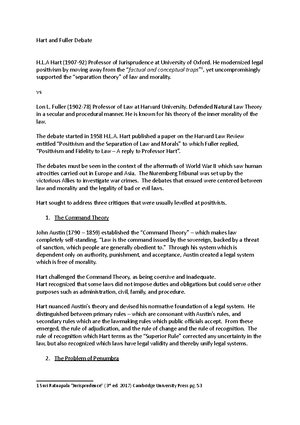 Hart- Dworkin debate - Hart-Dworkin Debate The Protagonists H.L Hart ...