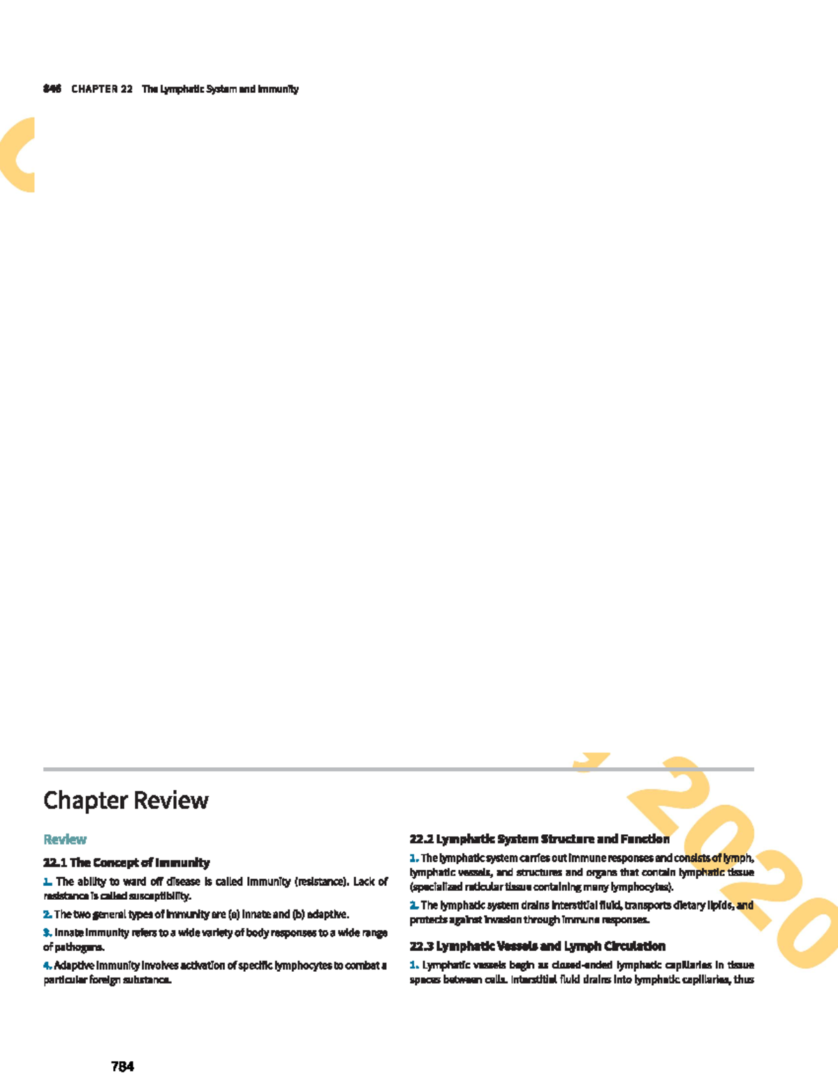 Chapter 22 summary - 846 CHAPTER 22 The Lymphatic System and Immunity ...