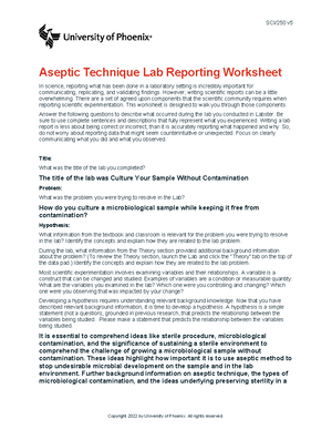 Sci250 v5 wk1 the aseptic technique lab report - SCI/250 v Aseptic ...