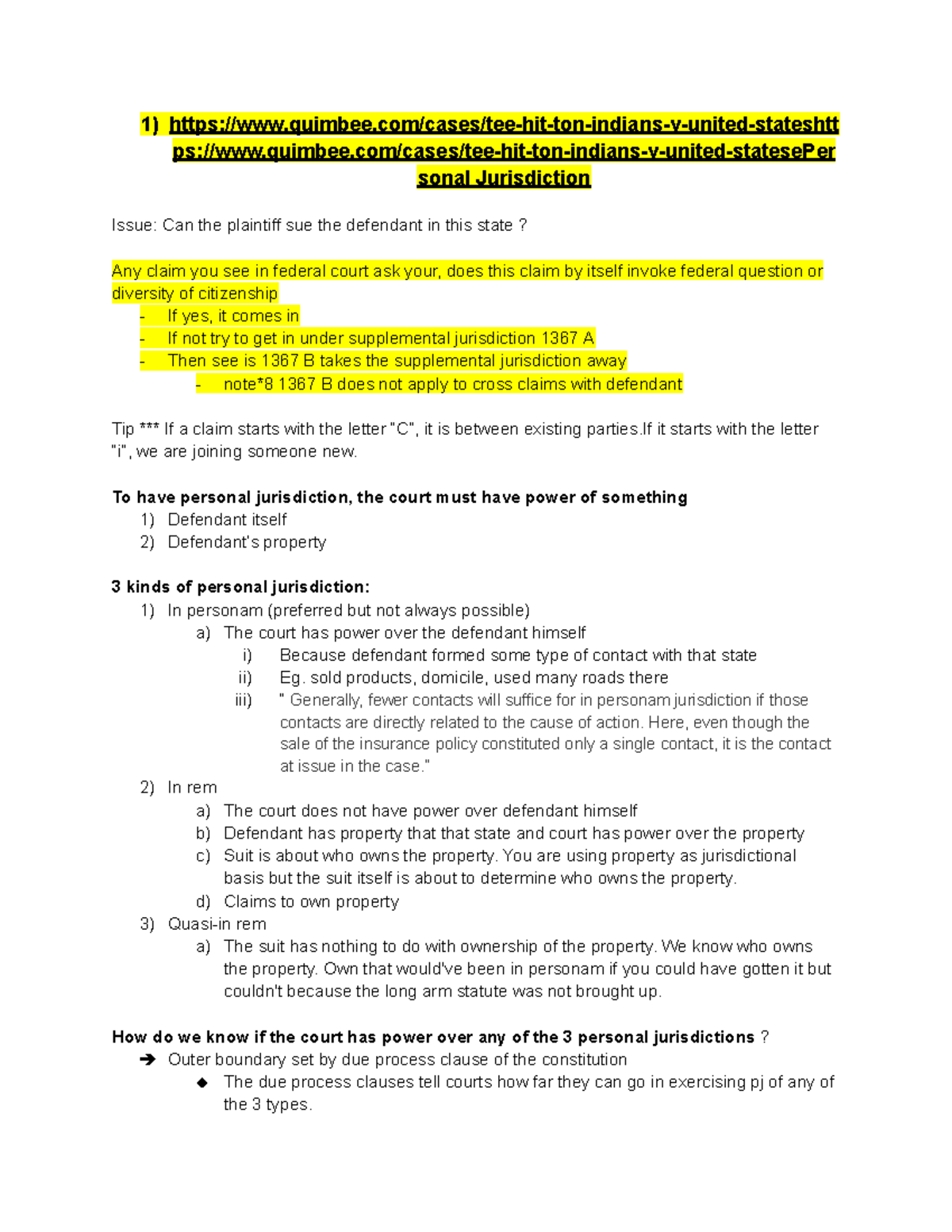 Civ Pro Outline - Google Docs - 1) quimbee/cases/tee-hit-ton-indians-v ...