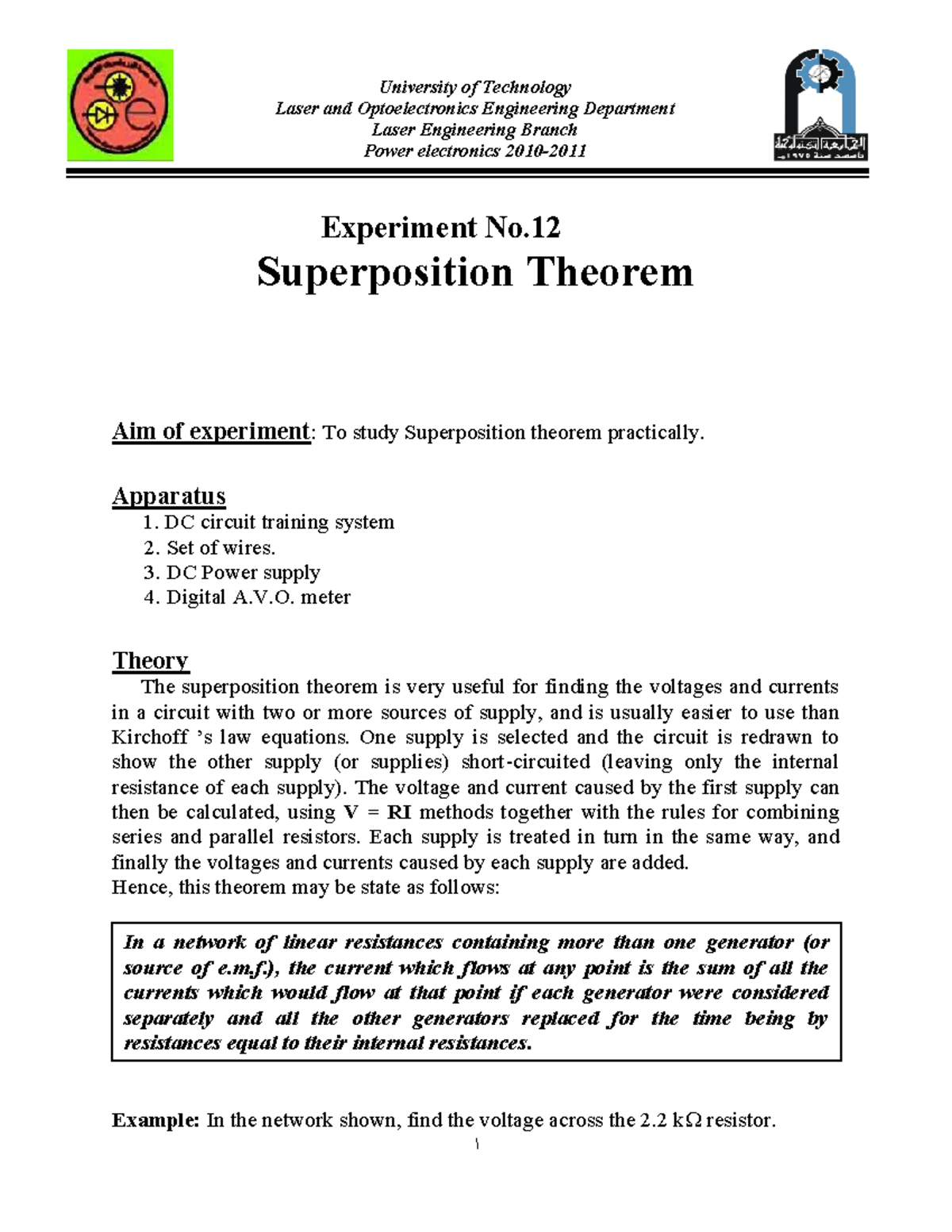 Experiment No - Expermintal - Laser and Optoelectronics Engineering ...