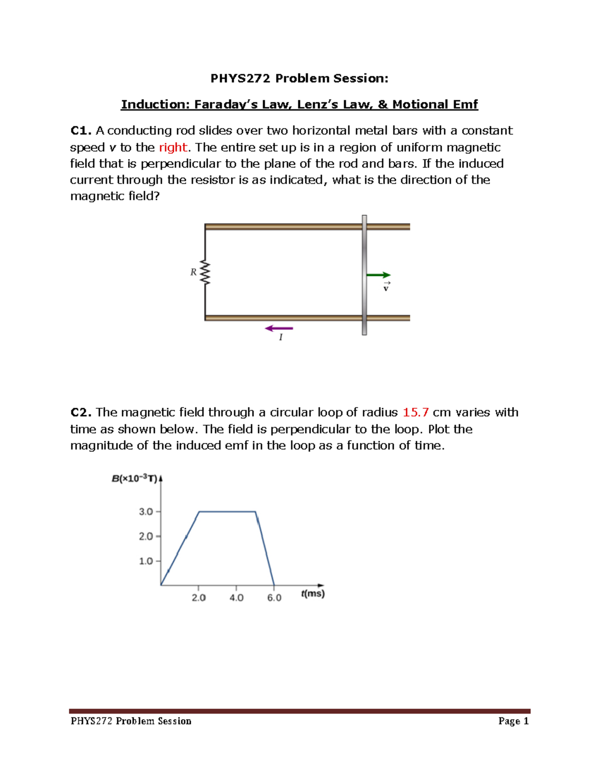 Electromagnetic Induction and Motional Emf - PHYS272 Problem Session ...