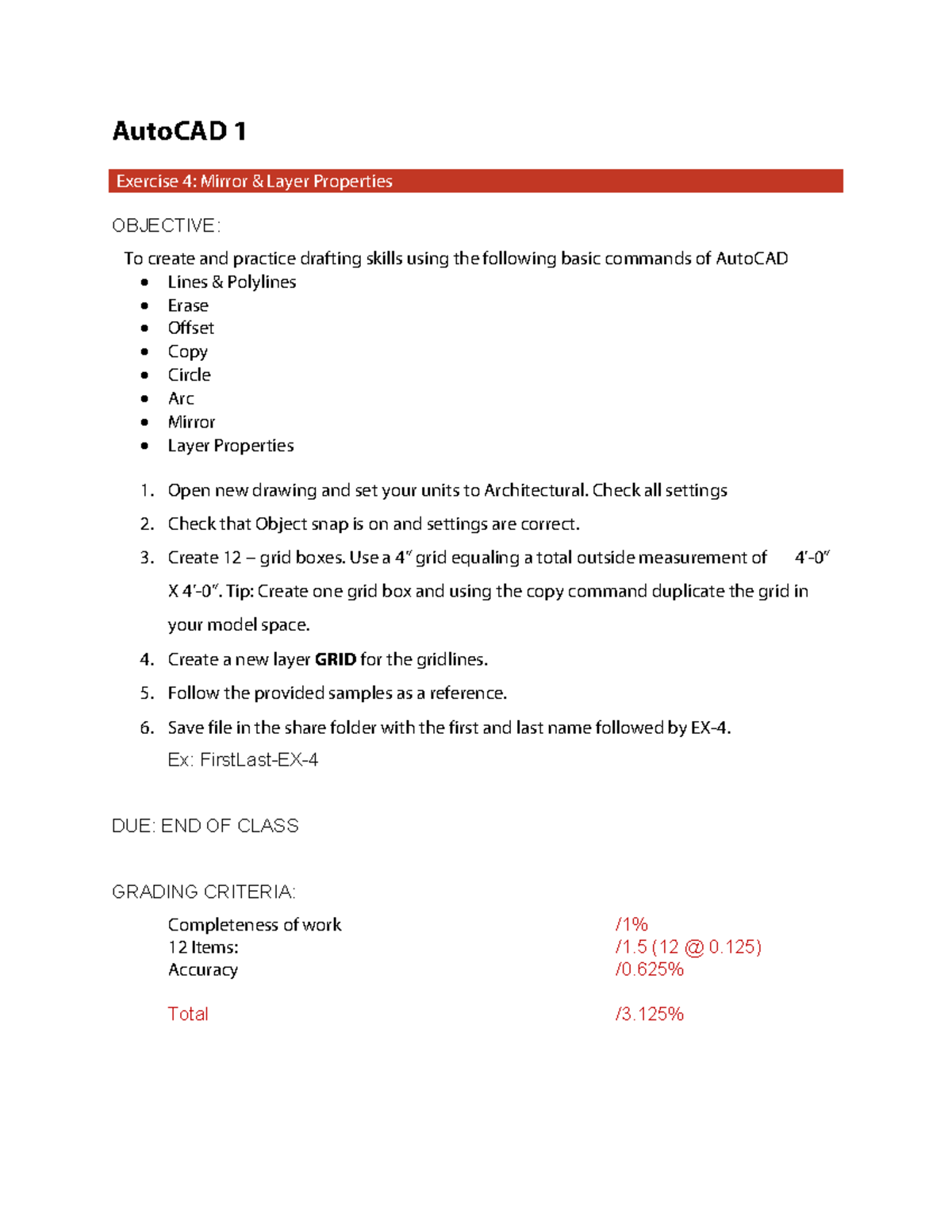 Autocad 1 - Exercise 4 - hytu - AutoCAD 1 Exercise 4: Mirror & Layer ...