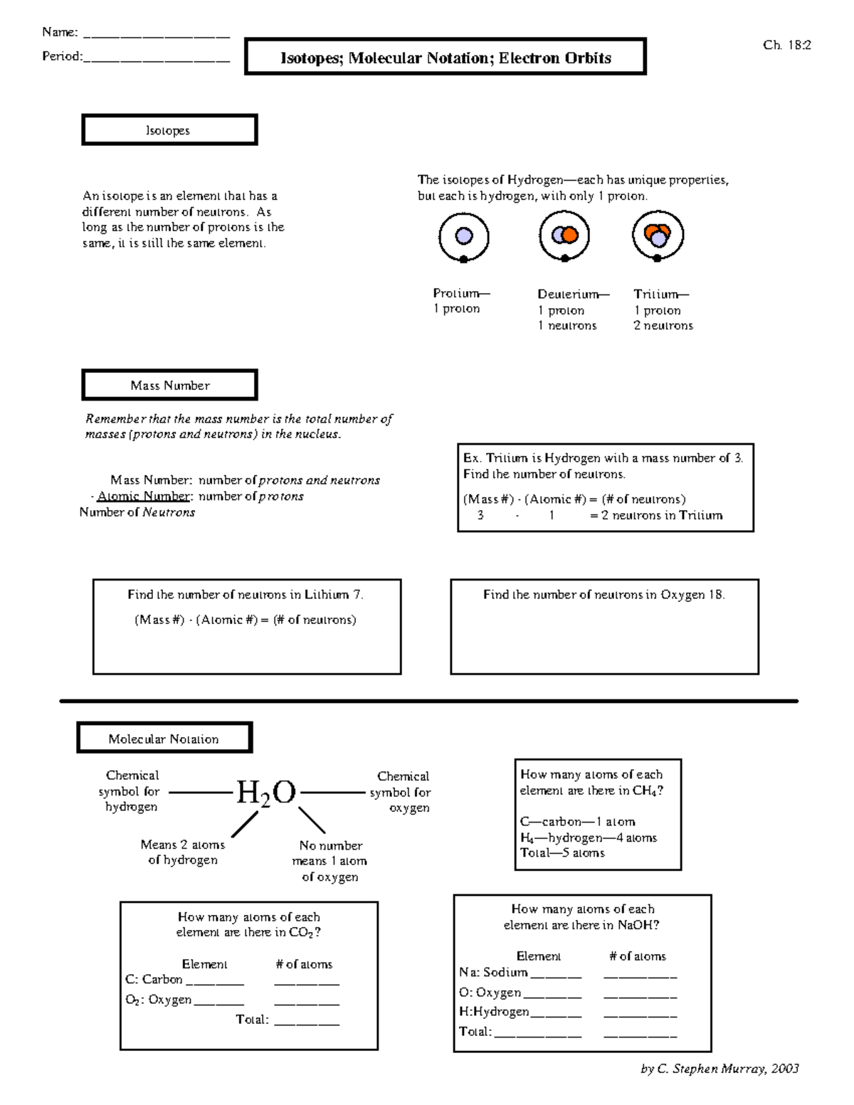 Isotopes & Molecular Notation - Ch. 18: Name ...