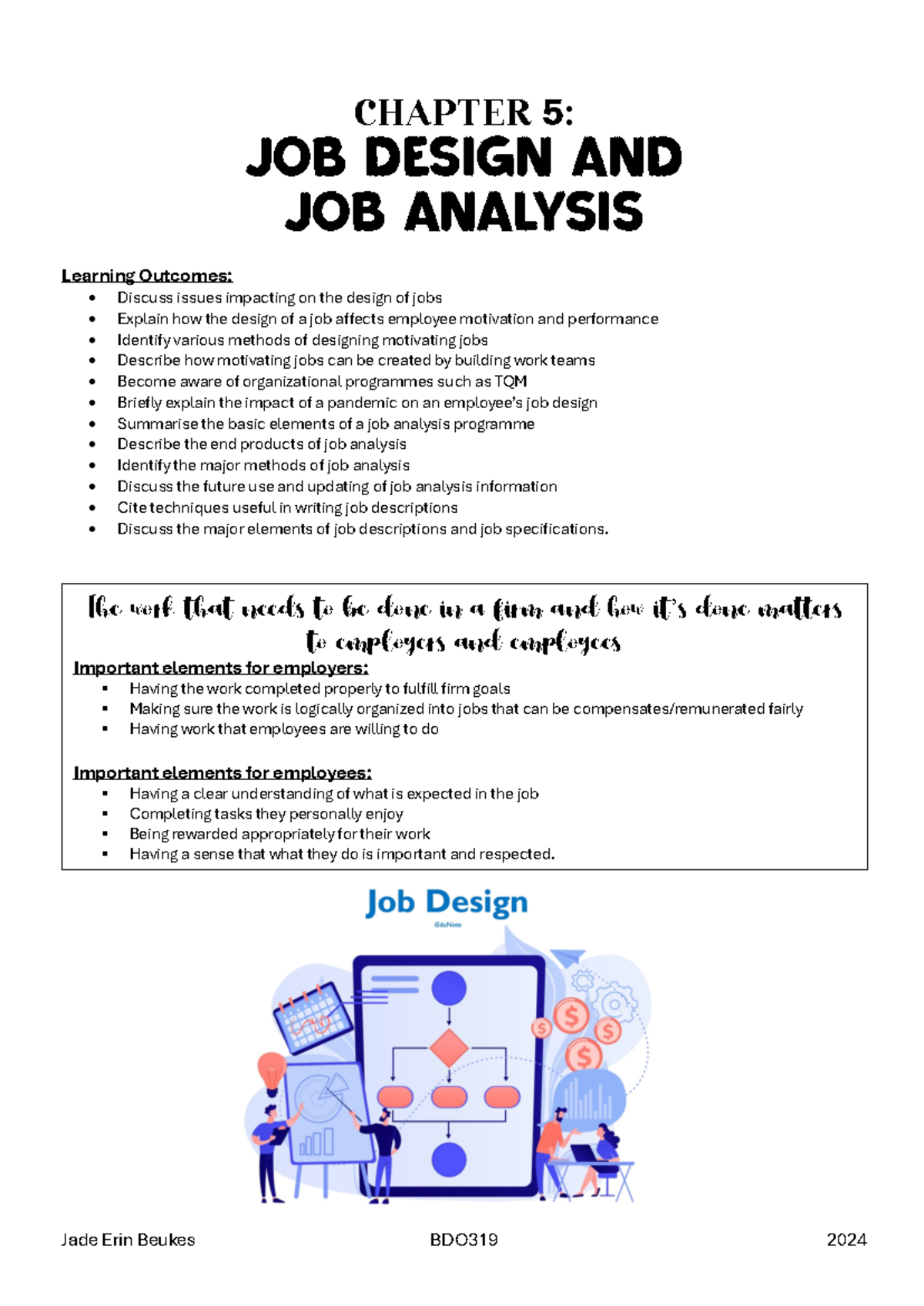 Chapter 5 PDF - CHAPTER 5 : Job Design and Job Analysis Learning Outcomes: Discuss issues ...