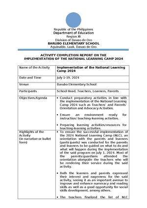 2024 NLC Accomplishment Report - Republic of the Philippines Department ...