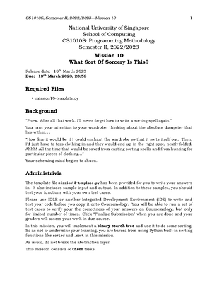 Mission 03 - cs1010 - National University of Singapore School of Computing CS1010S: Programming ...