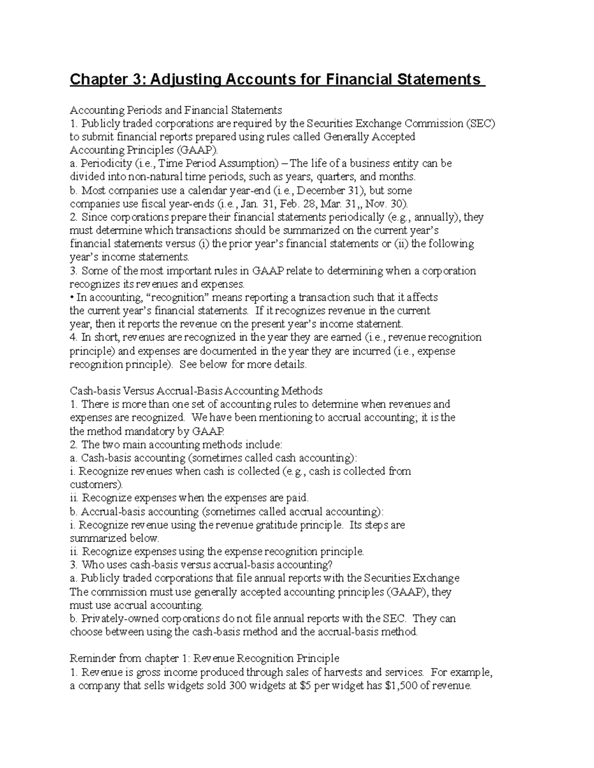 Chapter 3 Adjusting Accounts for Financial Statements - Chapter 3: Adjusting Accounts for ...