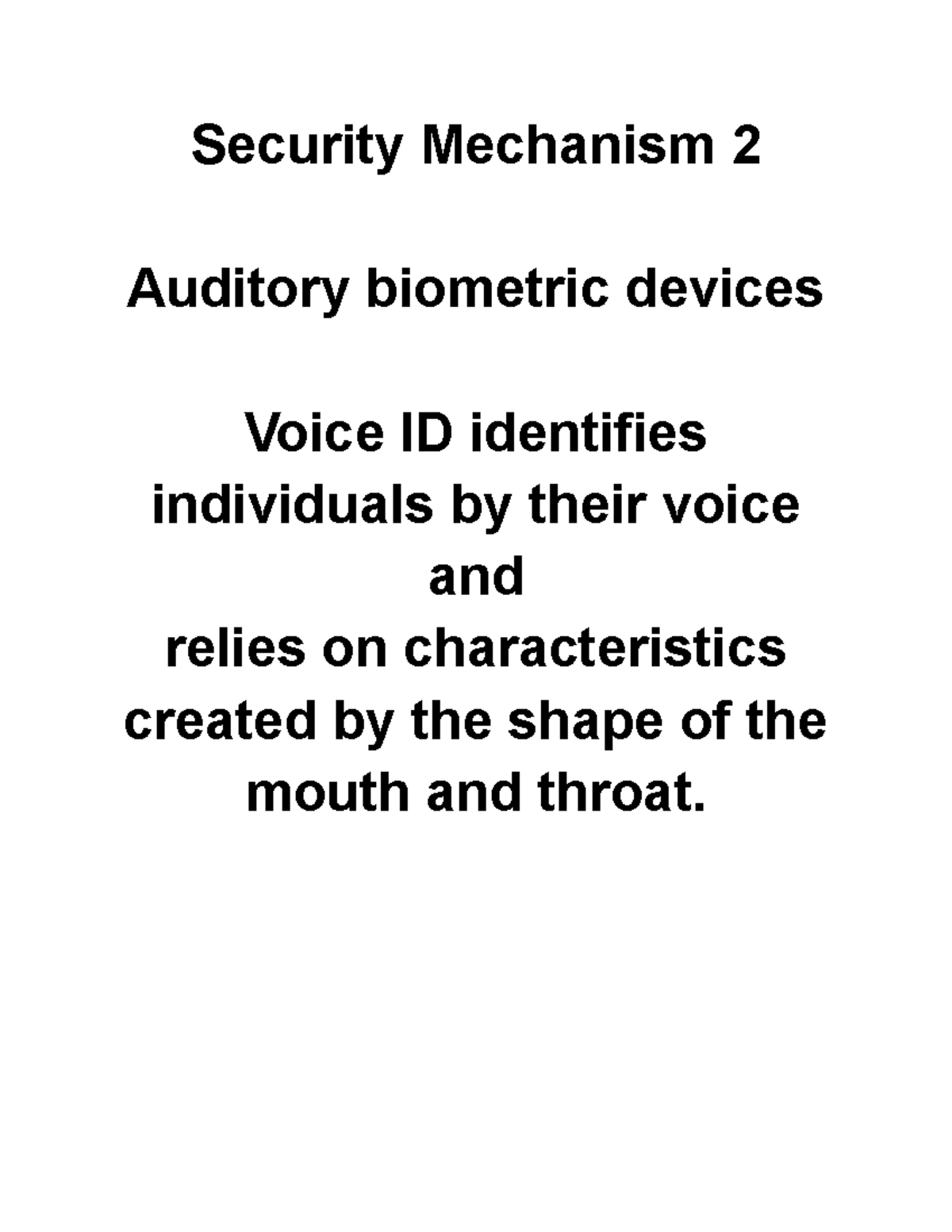 Security Mechanism 2 - Components of biometric authentication devices A ...