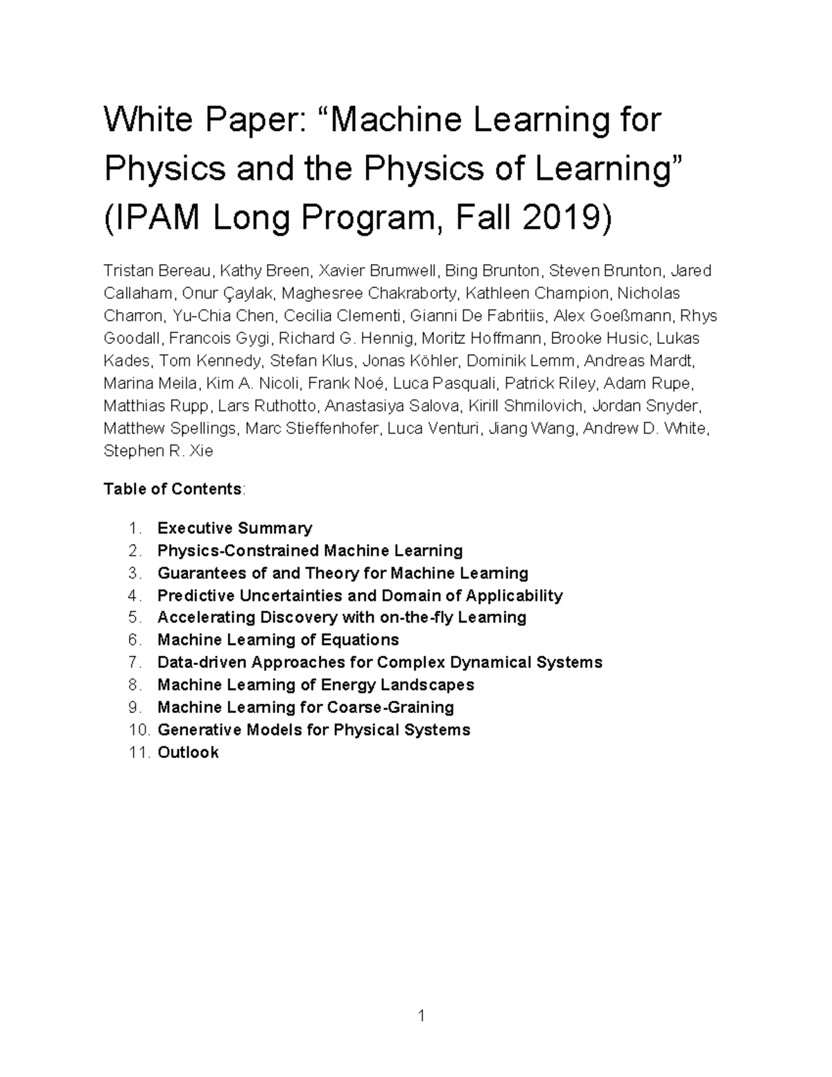White Paper Machine Learning for Physics - White Paper: “Machine ...
