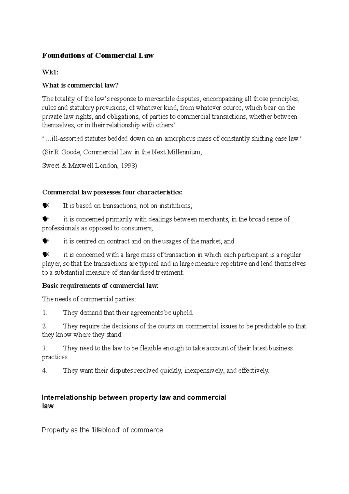 Foundations of Commercial Law Wk1: What is commercial law? - Studocu