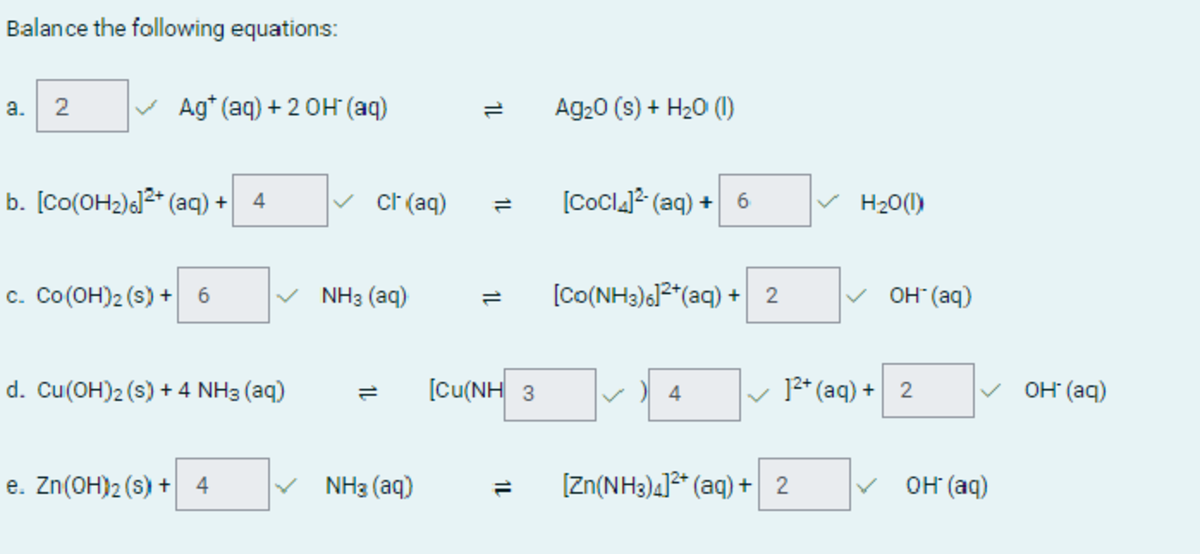 lab 5 pre lab quiz question 4 - CHM1022 - Balance the following equations: a. 2 (aq) 2 OH (aq ...