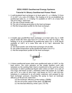 Tutorial 3 - flash geothermal plant - EESG 09203 Geothermal Energy ...