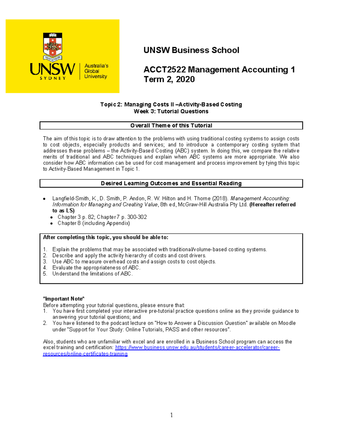 ACCT2522 Topic 2 Tutorial Questions 2020 - UNSW Business School ...