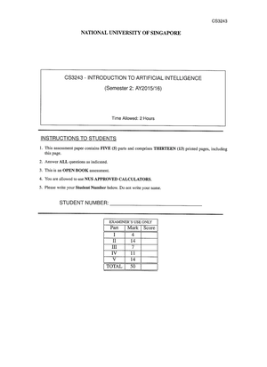 CS3243-final Cheatsheet National Universoty of Singapore - CS3243 - NUS - Studocu