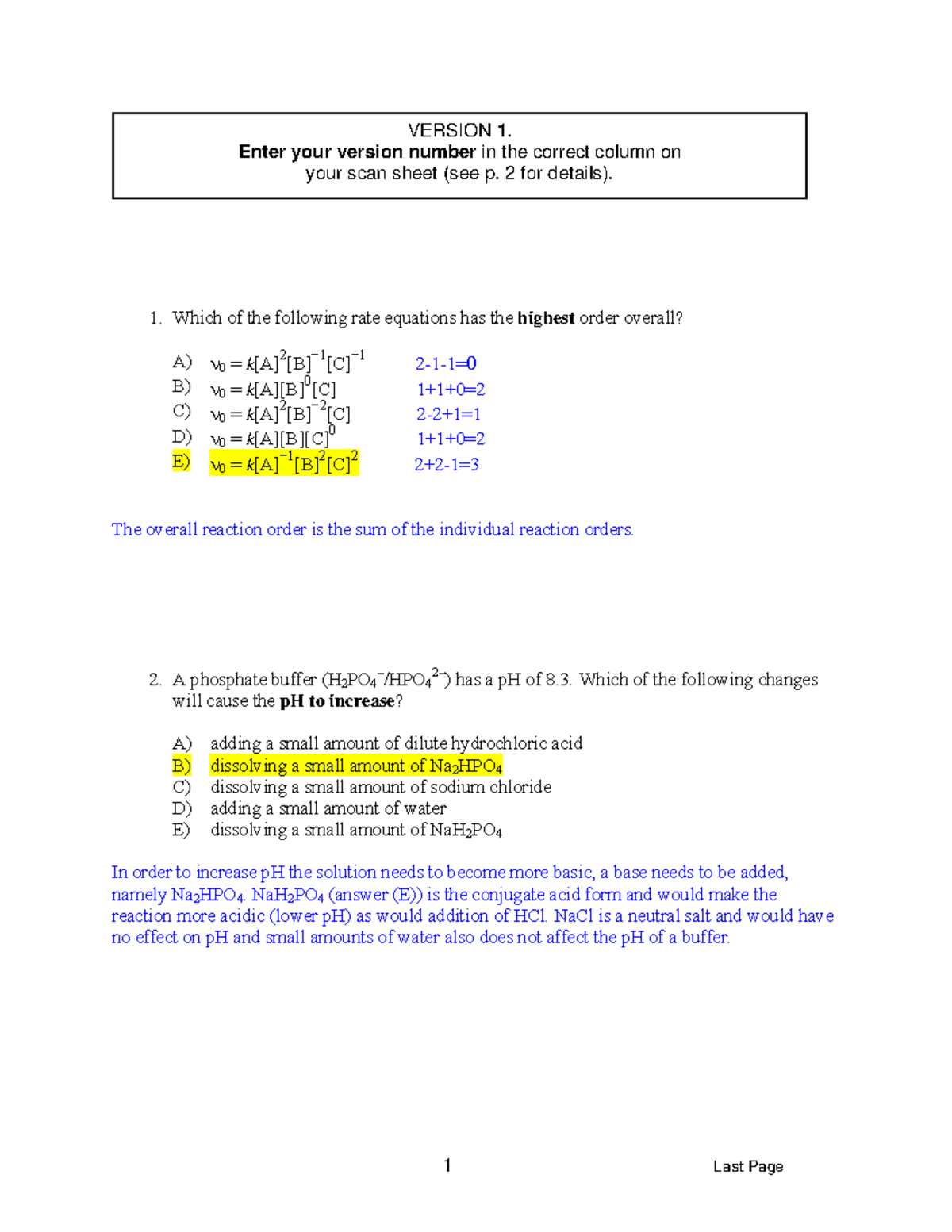 T2-2013-A - Notes - Which of the following rate equations has the ...