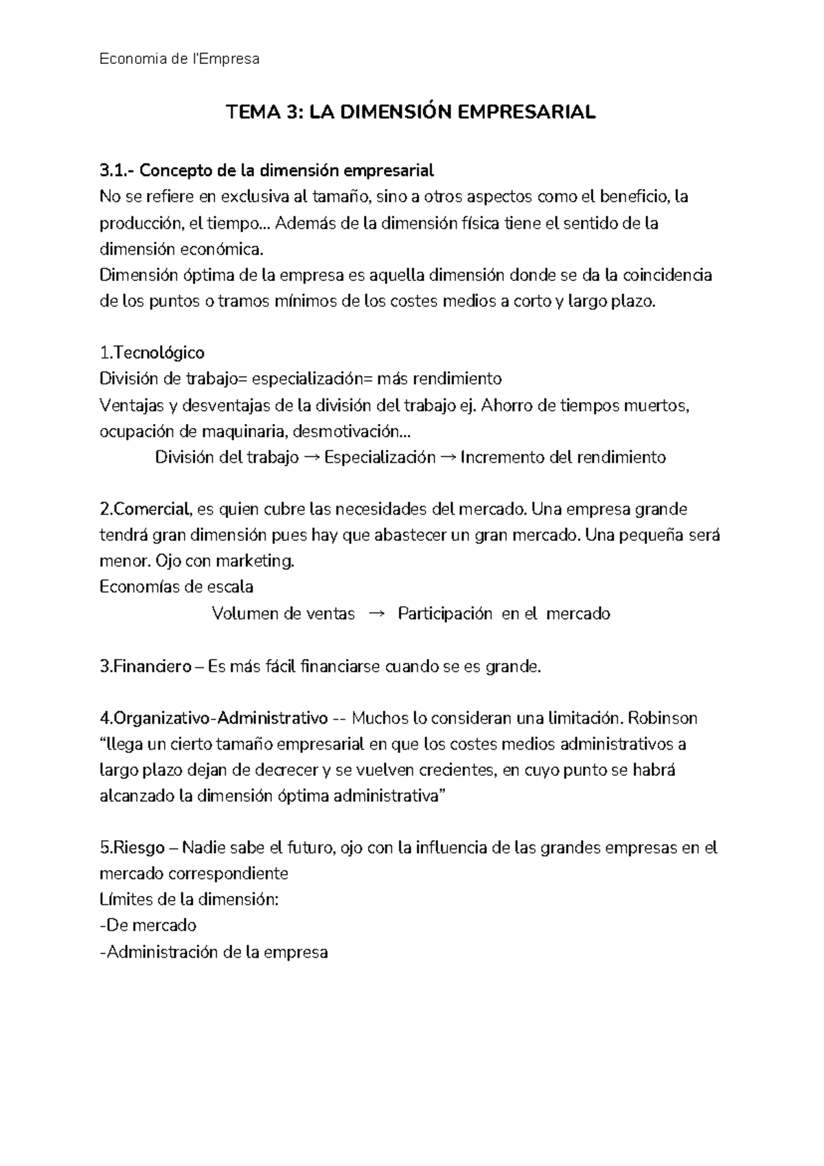 TEMA 3 LA Dimensión Empresarial - TEMA 3: LA DIMENSIÓN EMPRESARIAL ...