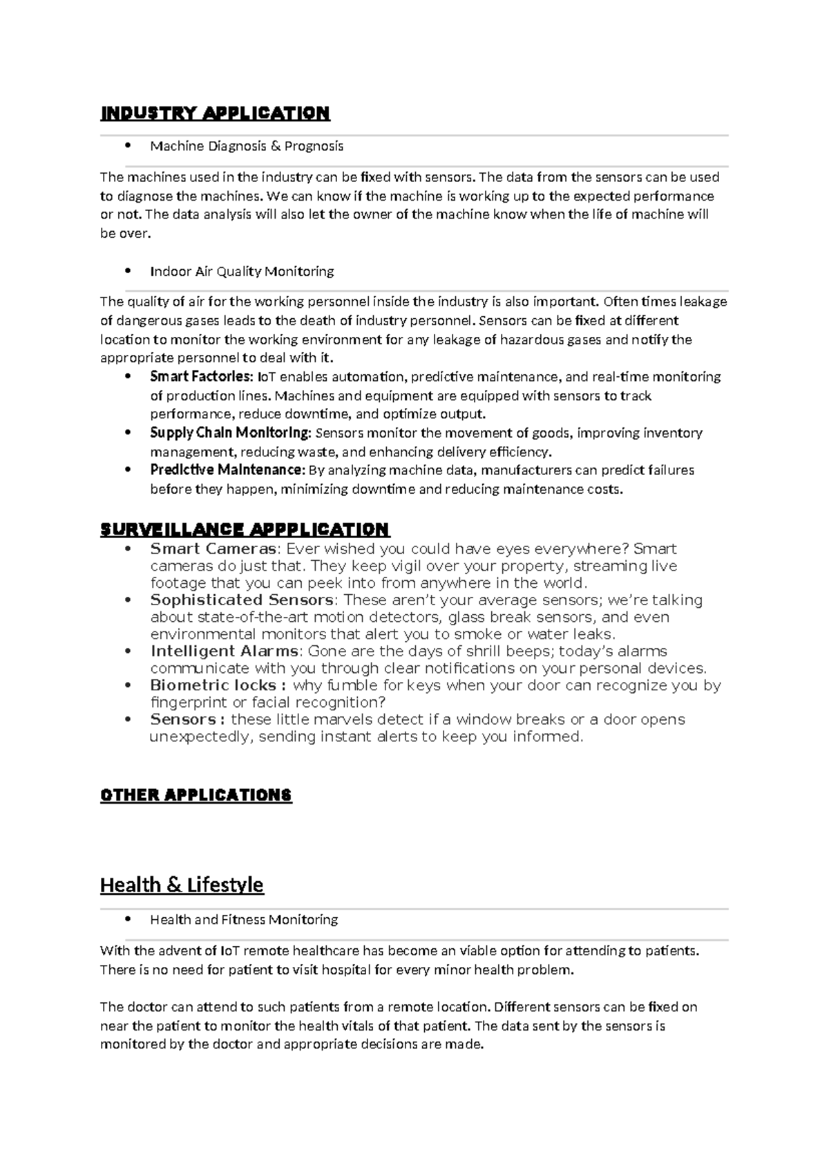 Industry Application - notes - INDUSTRY APPLICATION Machine Diagnosis ...