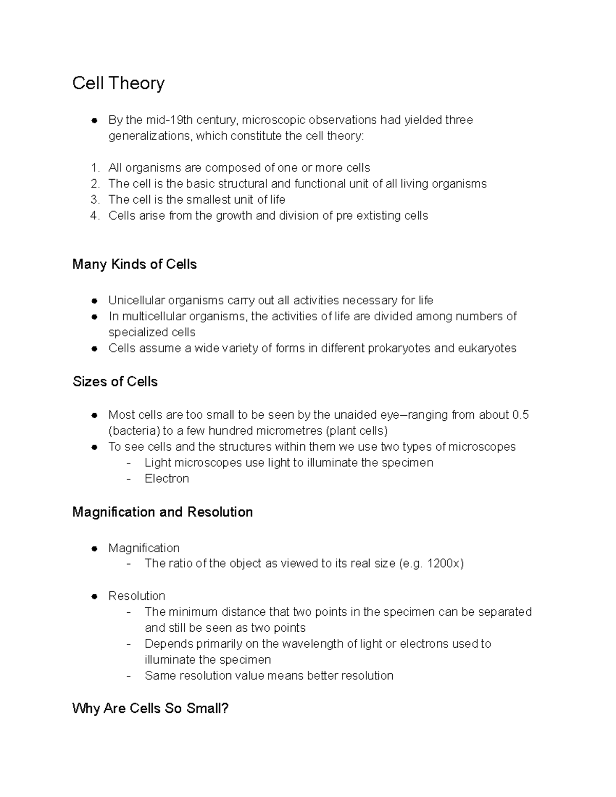 BI110 Chapter 2 - Cell Theory the century, microscopic observations had ...