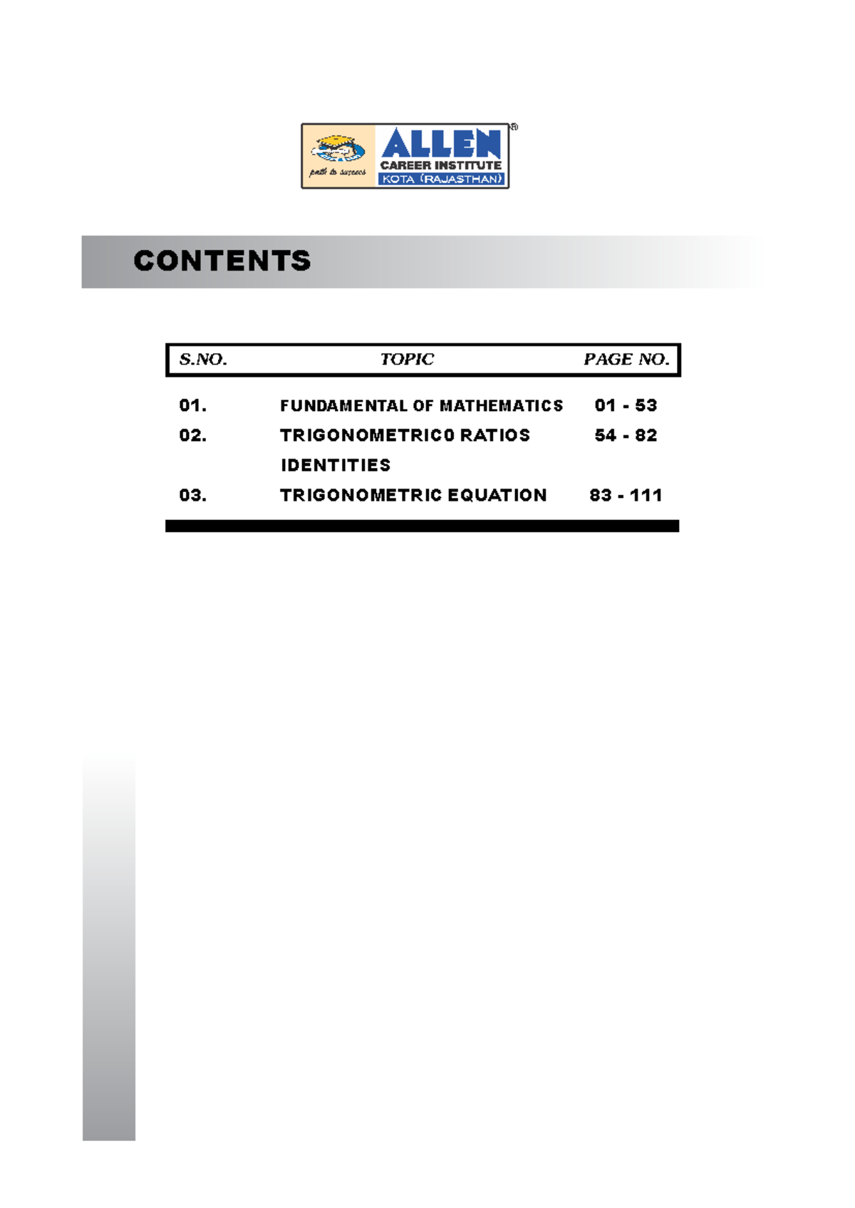 Maths Module 1 S Topic Page No 01 Fundamental Of