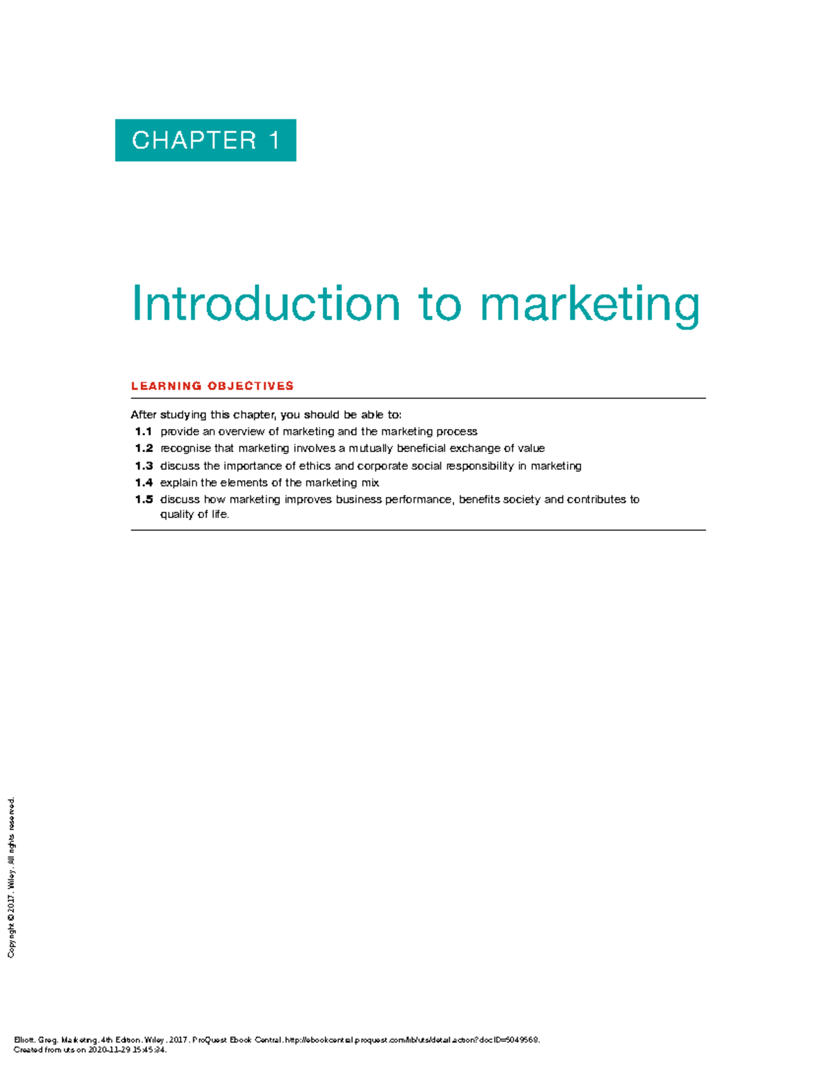 Marketing 4th Edition - ( Chapter 1 Introduction to marketing ...