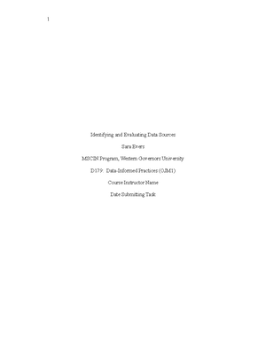 WGU D179 Task 2 - Data Informed Practices D179 Task 2 - Western ...