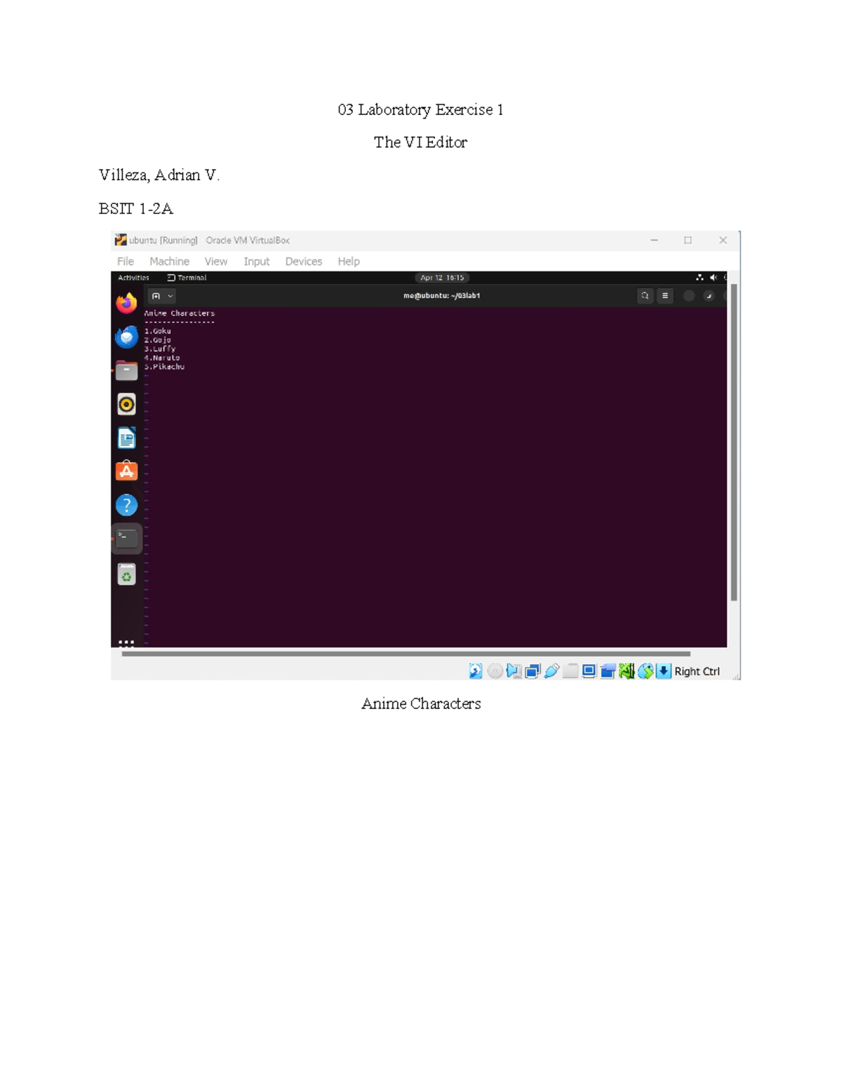 03 Laboratory Exercise 1 - Bachelor of Science in Information Technology - 03 Laboratory ...