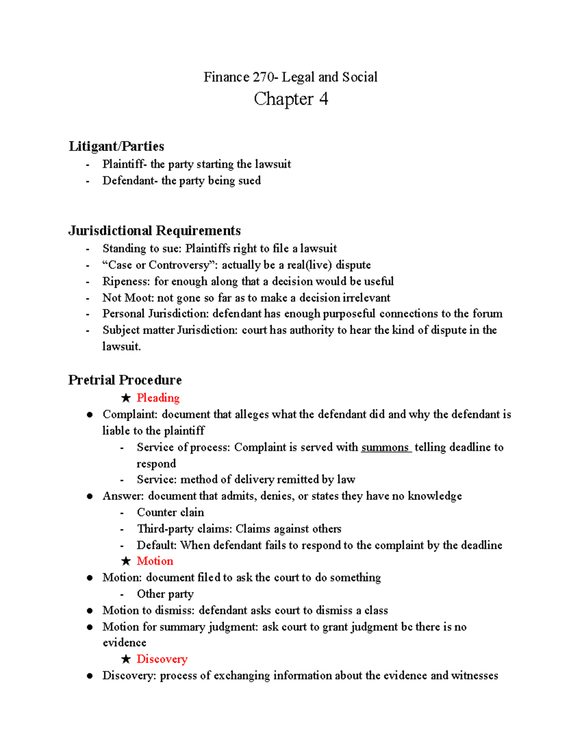 Finance 270- Chapter 4 - Finance 270- Legal and Social Chapter 4 ...