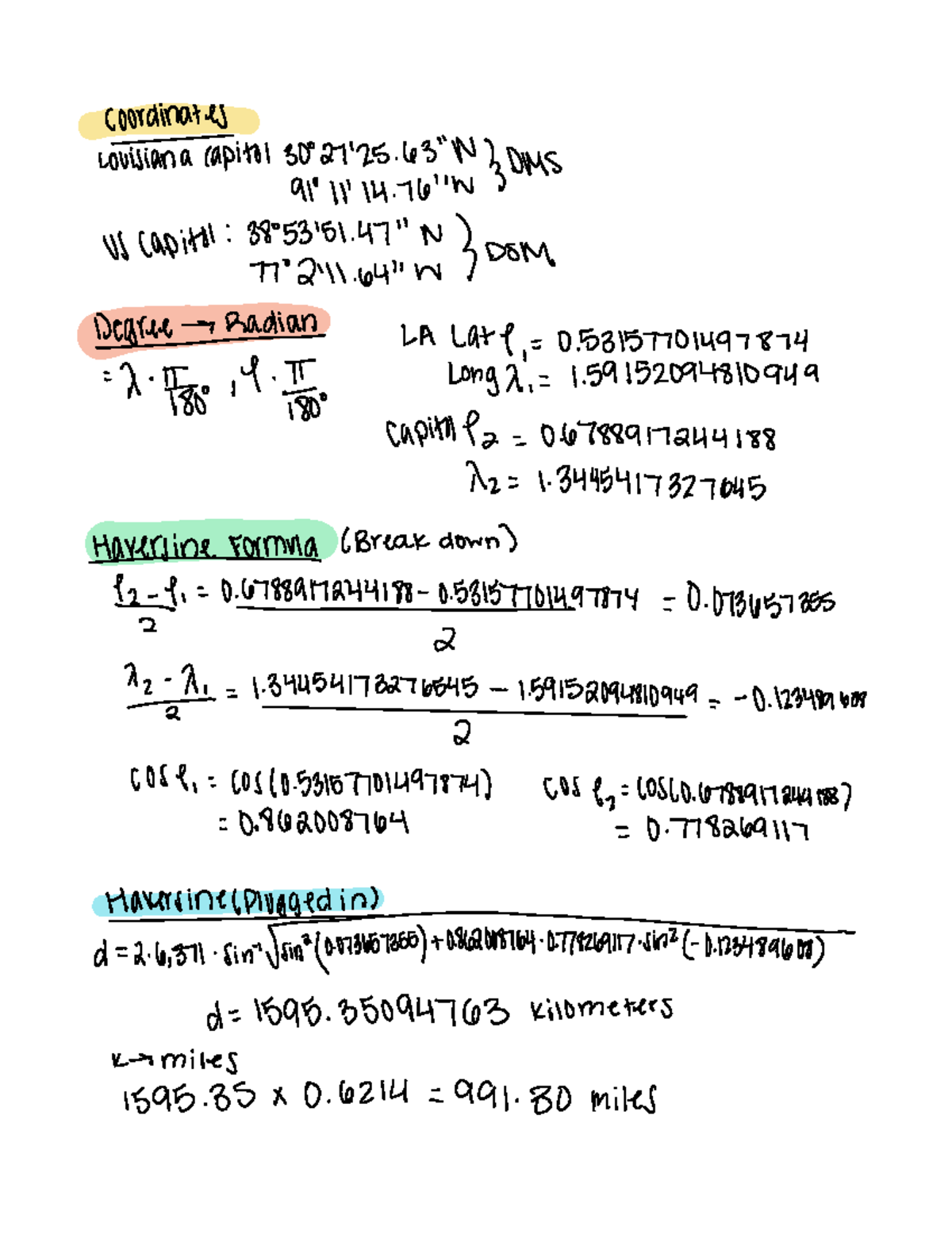 Haversine Formula - GEOG 2040 - Studocu