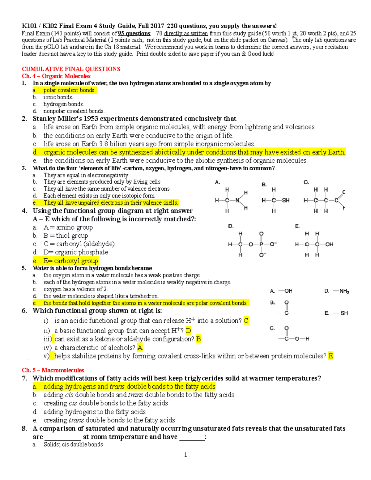 K101 Final Exam Guide Answers - K101 / K102 Final Exam 4 Study Guide ...