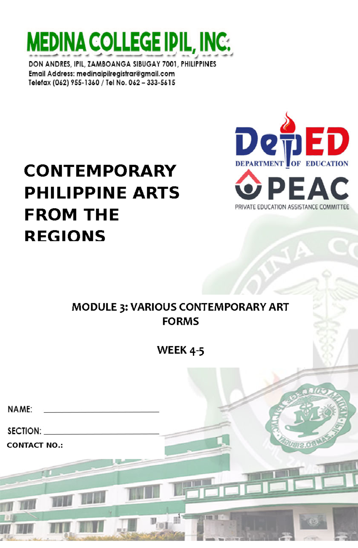 WEEK 4 5 Module 3 - MODULE 3: VARIOUS CONTEMPORARY ART FORMS WEEK 4 ...
