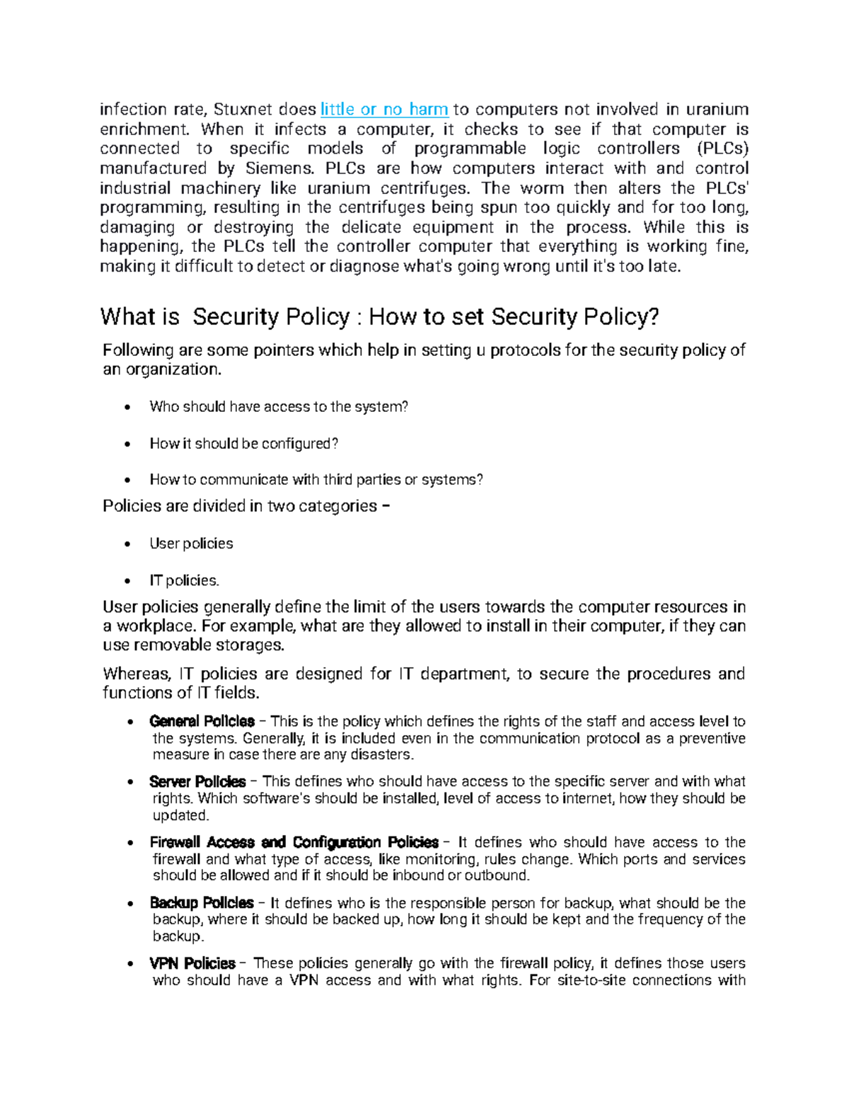Introduction to Computer Security-2 - ####### infection rate, Stuxnet does little or no harm to ...
