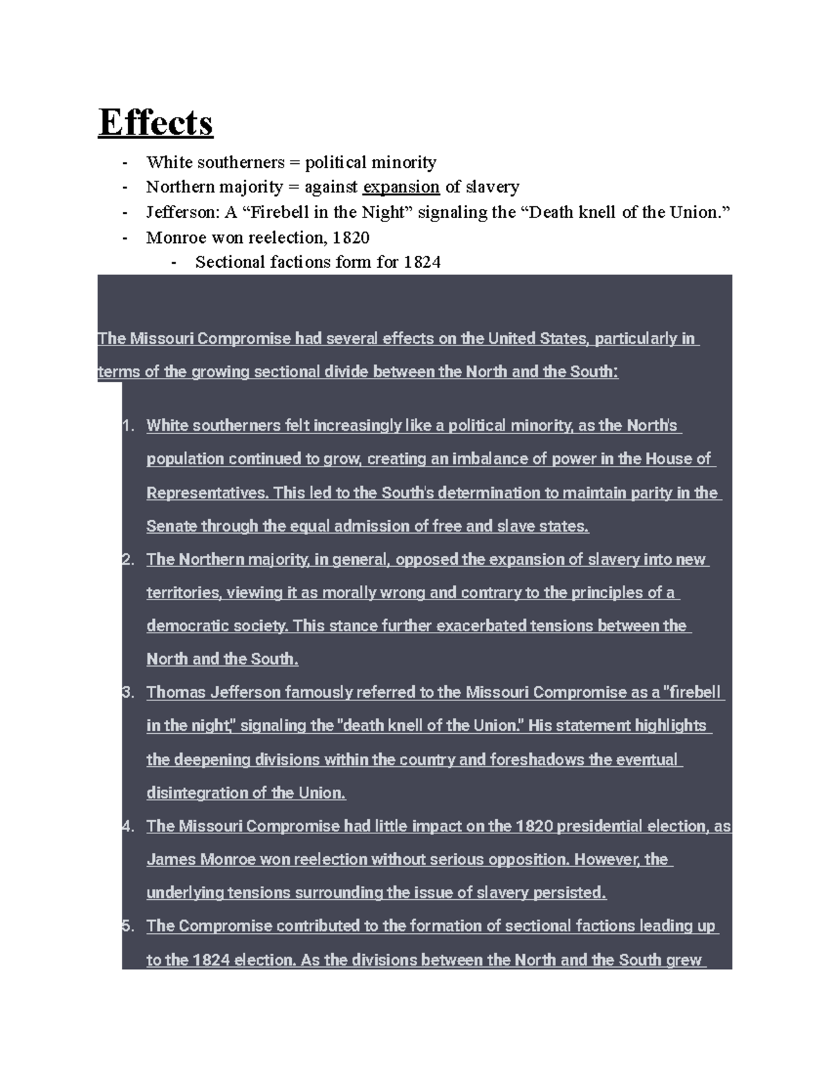 Effects key questions - lecture notes Rachel Gunter - Effects White ...