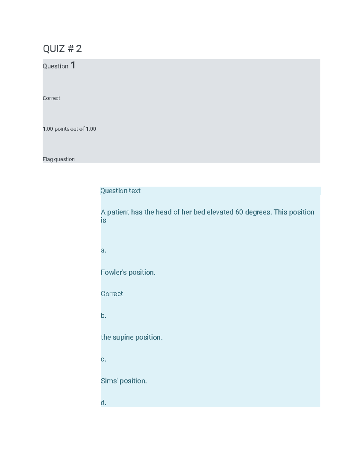 QUIZ # 2 - The quiz answers to the quiz 2 - QUIZ # 2 Question 1 Correct ...