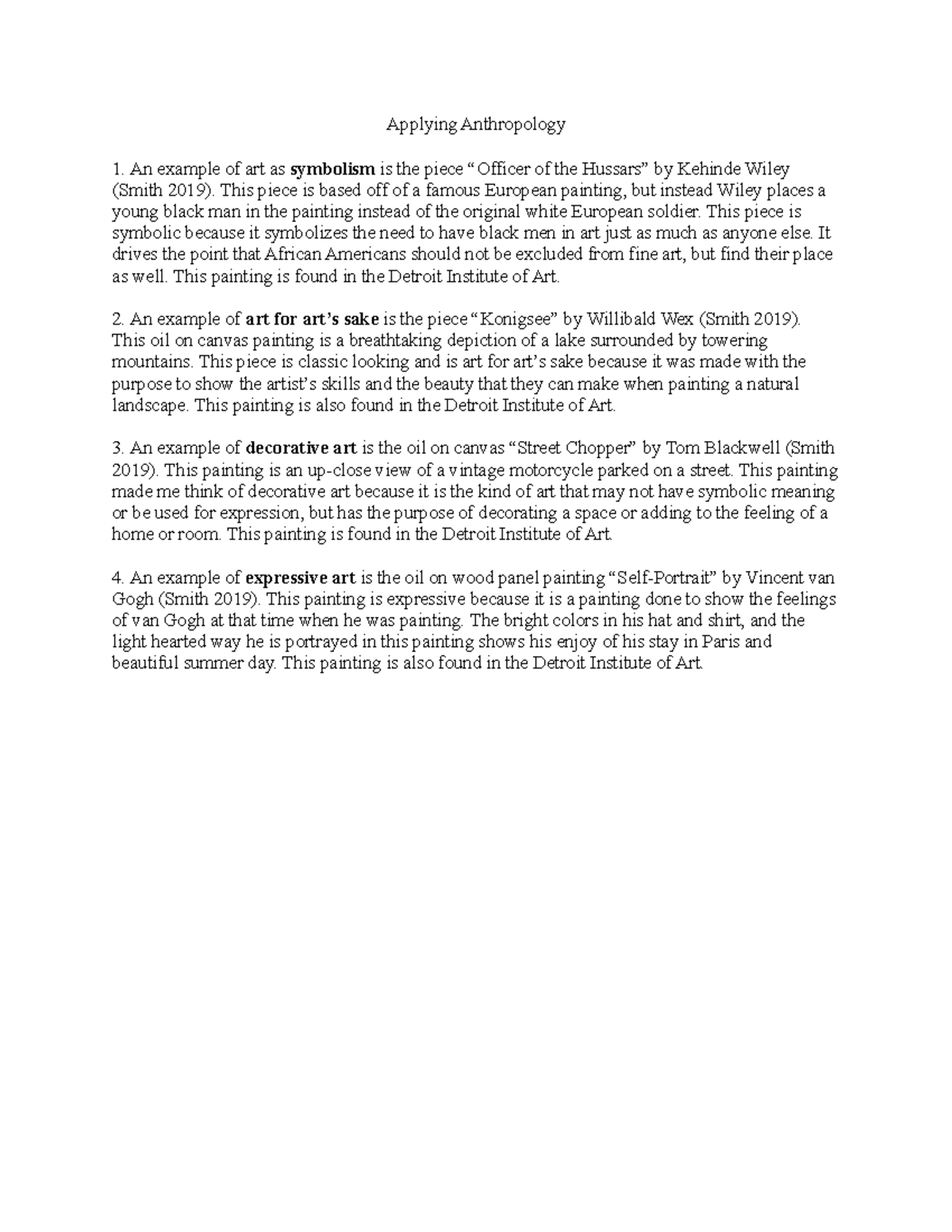 Applying Anthropology WK12 - Applying Anthropology An example of art as ...