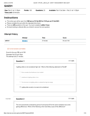 HFS351 SU3 Class Quiz Survey - Score: 100%Score: 100% 50/50 points50/50 ...