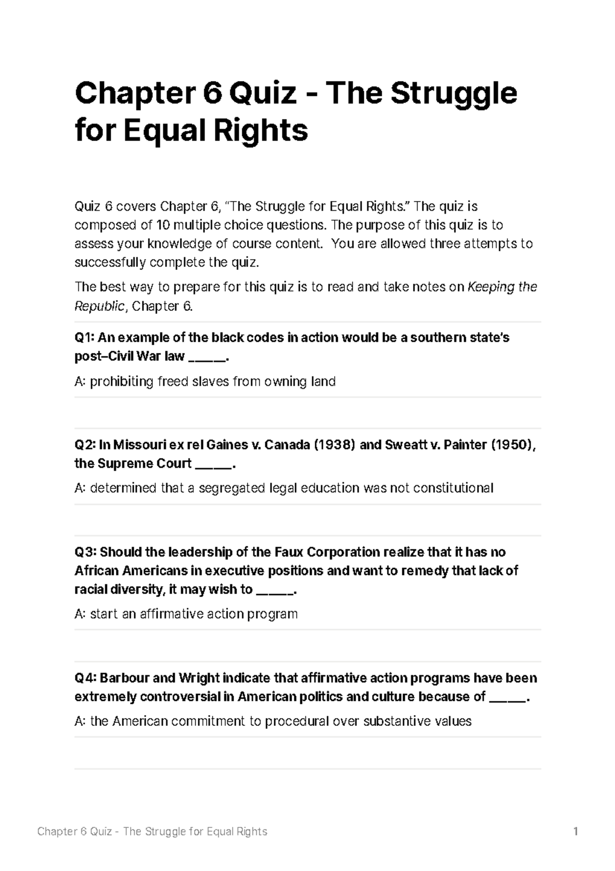 Chapter 6 Quiz - The Struggle for Equal Rights Winter 2021, questions ...
