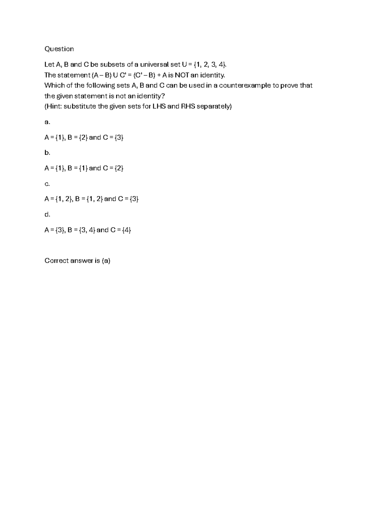 COS 1501 assignment questions and answers - Let A, B and C be subsets ...