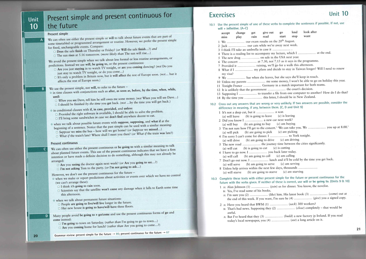 U 10 Present Simple and Present Continuous for the future - ENGL 110 ...