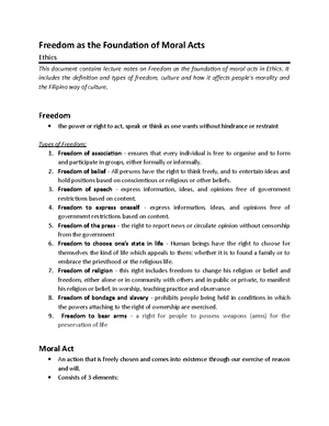 Ethics Lecture Notes 3 (PHILO031) - Lesson No 2: The Modifiers of Human ...