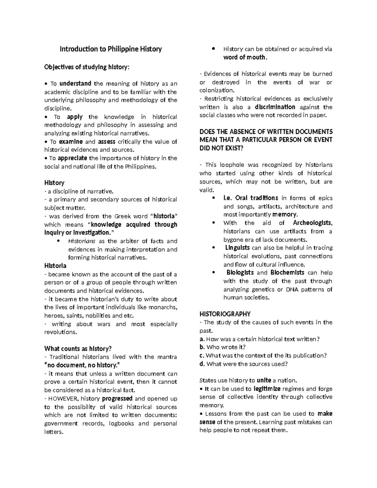 RPH(Reviewer) - Reviewer - Introduction to Philippine History ...